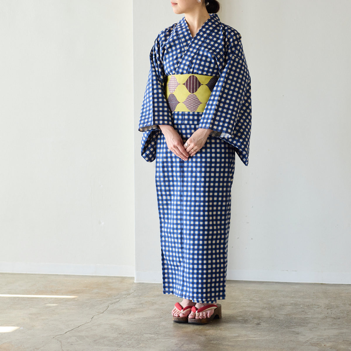 Gin-gam Check Linen Cotton Sheeting | Kokka Fabrics