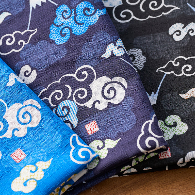 [Fabric Sample] Mt Fuji and Clouds Cotton Dobby Cloth | Kokka Fabrics