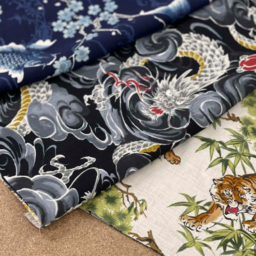 [Fabric Sample] Todoroki Dragon Dobby Cloth – Kokka Fabrics